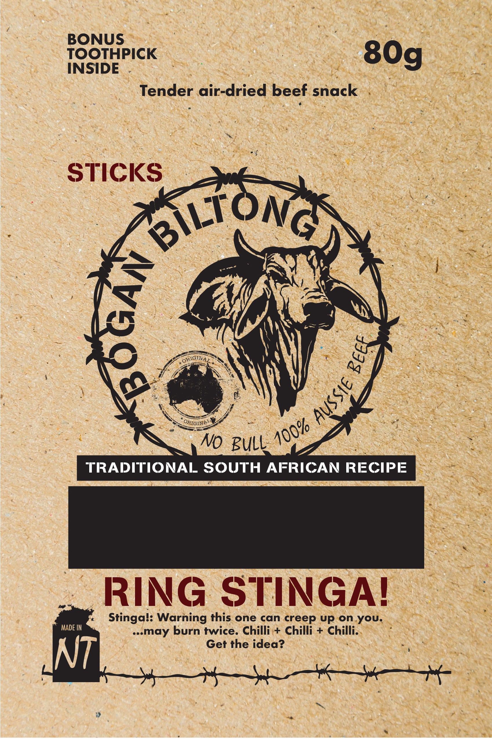 Bogan Biltong Ring Stinga! Sticks 80g | Bogan Biltong Traditional South ...